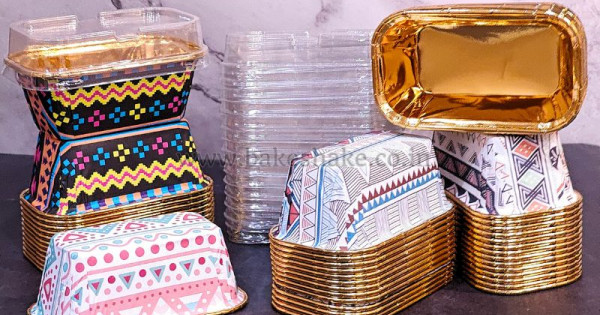 Rectangular Bake And Serve Cups With Lids (Random Design) 101