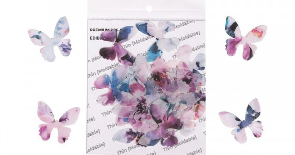 Abstract Purple Wafer Butterflies (20 Pcs)