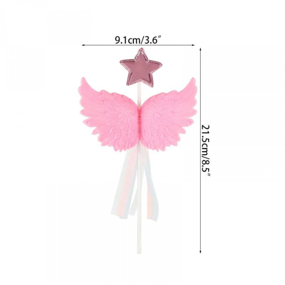 White Angel Wing With Star Cake Topper