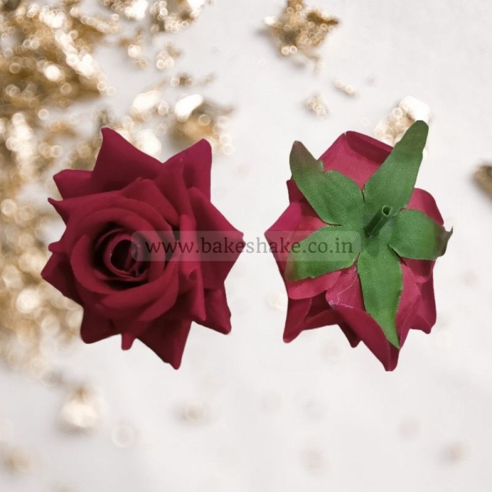 Artificial Red Velvet Roses For Cake Decoration