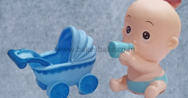 Baby Carriage Cake Topper - Blue