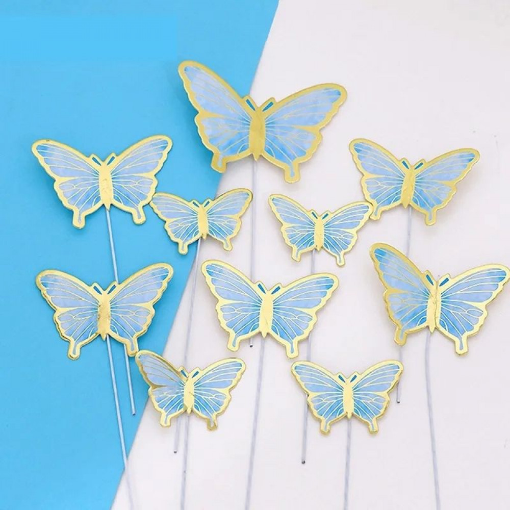 Blue Shaded Paper Butterfly (10 Pieces)