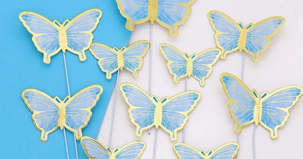 Blue Shaded Paper Butterfly (10 Pieces)