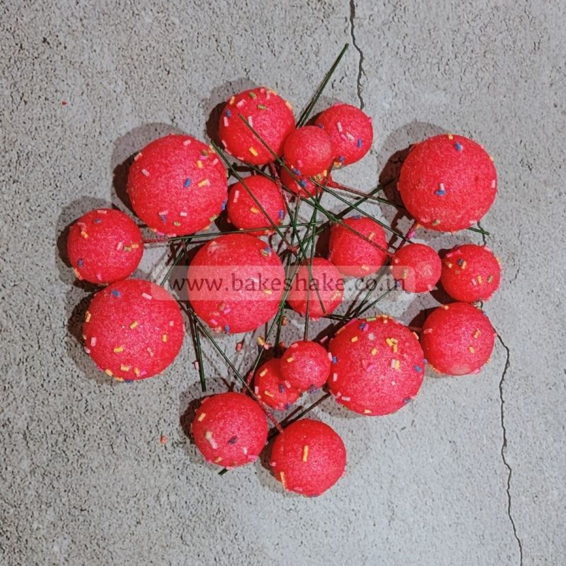 Fuchsia Pink Glitter With Sprinkles Faux Ball Toppers for Cake ...