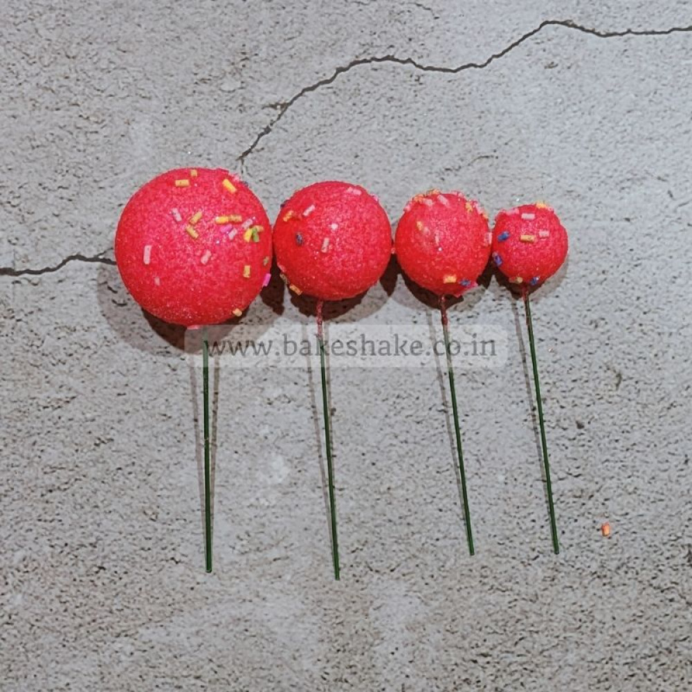 Fuchsia Pink Glitter With Sprinkles Faux Ball Toppers for Cake ...