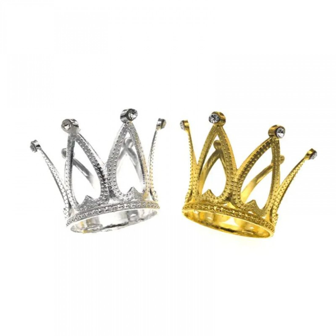 Silver and Gold Crown Cake Topper (Set of 2)