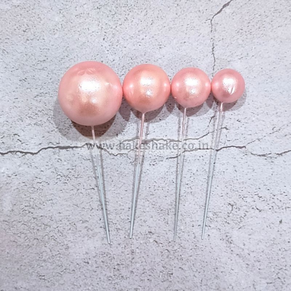 Light Pink Faux Ball Toppers (20 Pcs) Metallic Finish