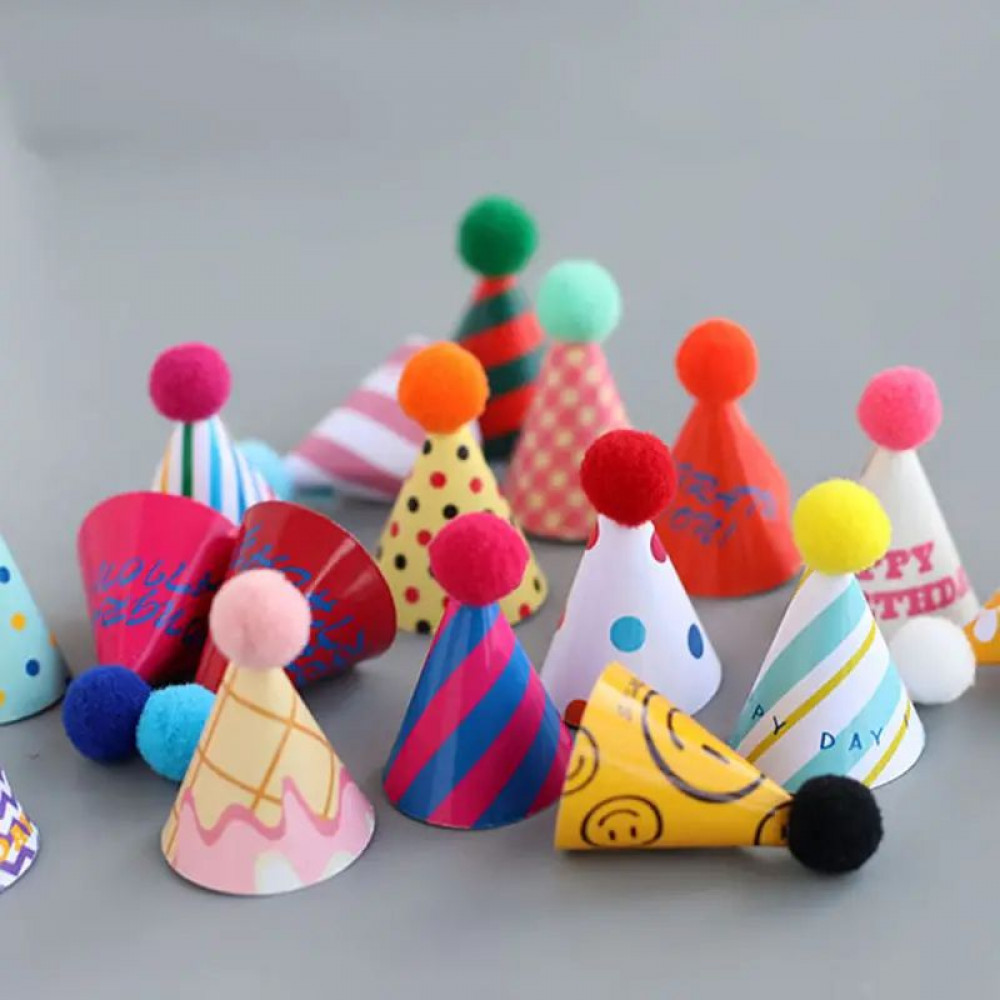 Mini Birthday Hats Cake Toppers