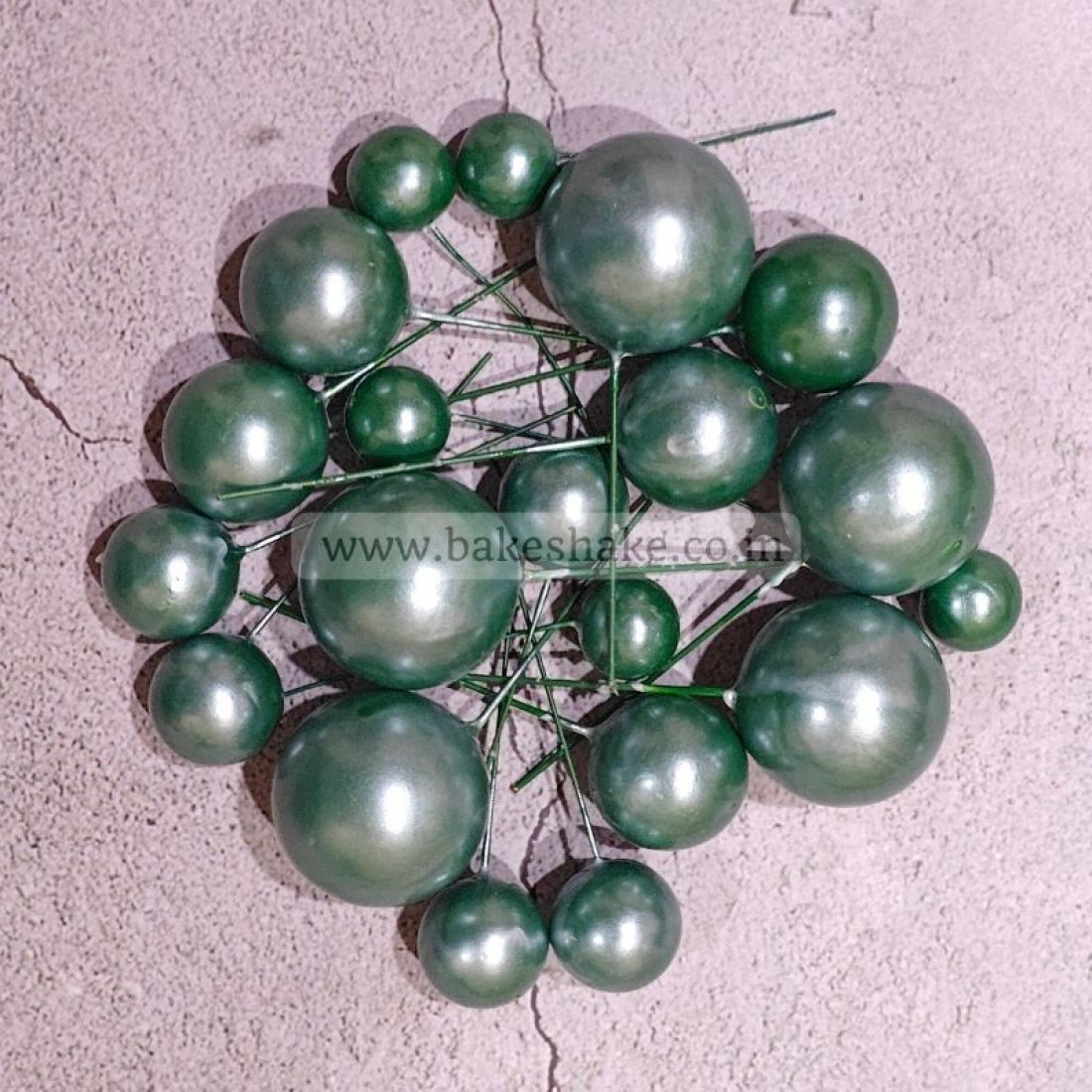 Green Faux Ball Toppers (20 Pcs) Pearl Finish