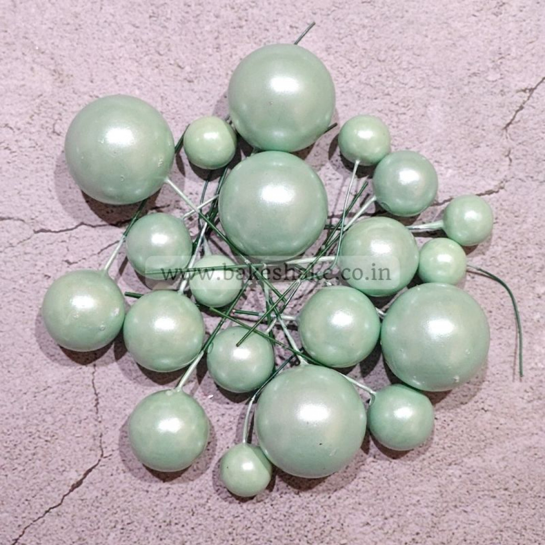 Light Green Faux Ball Toppers (20 Pcs) Pearl Finish