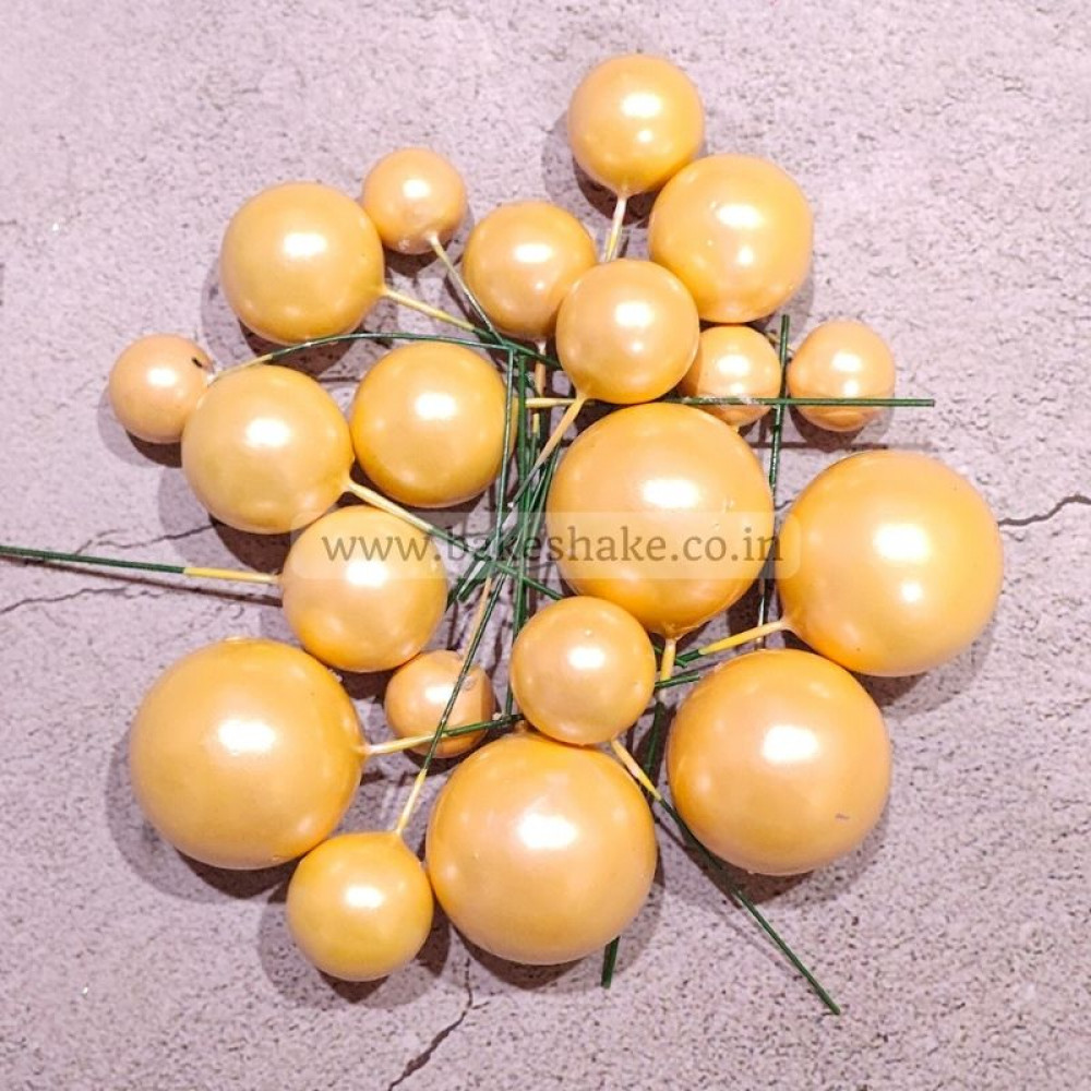 Yellow Faux Ball Toppers (20 Pcs) Pearl Finish