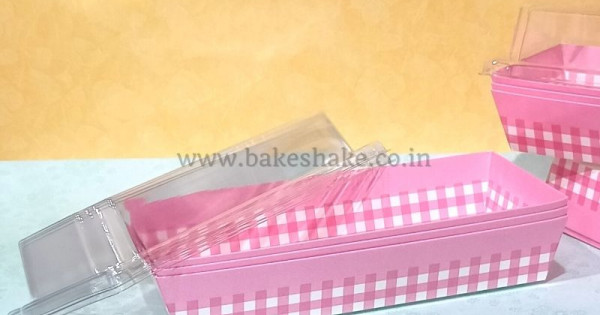 Pink Checks Rectangular Bake And Serve Cake Mould