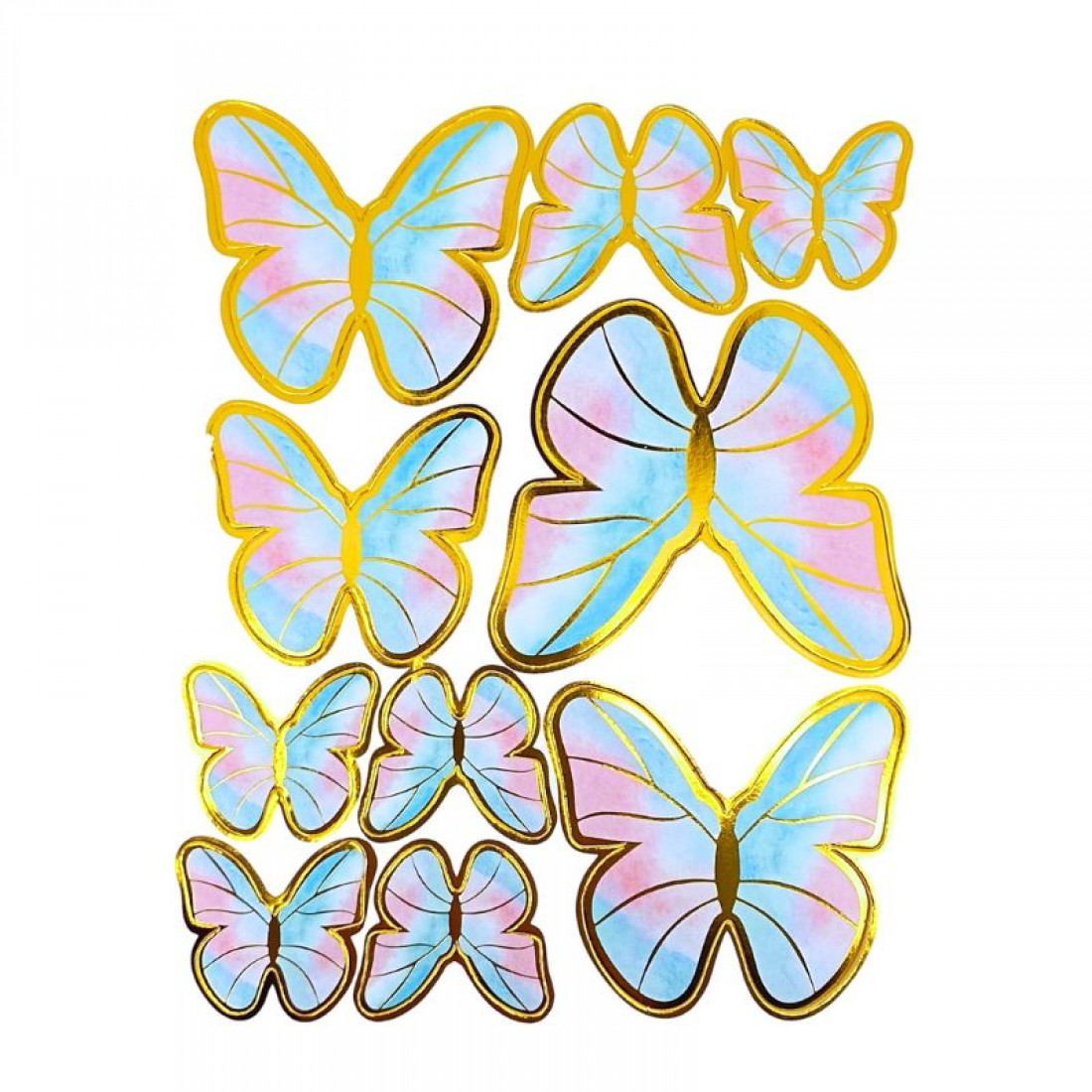 Gold Edged Pink Green Shaded Paper Butterfly (10 Pieces)