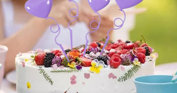 Heart Cake Topper - Purple (4 Pcs)