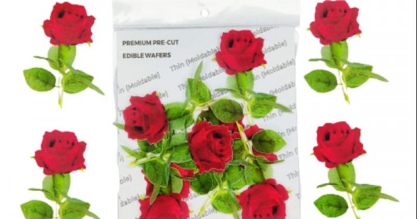 Roses Edible Wafer Cake Toppers (8 Pcs)