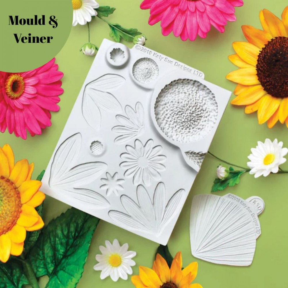 Sunflower Daisy Silicone Mould with 2 Petal Veiner Mould