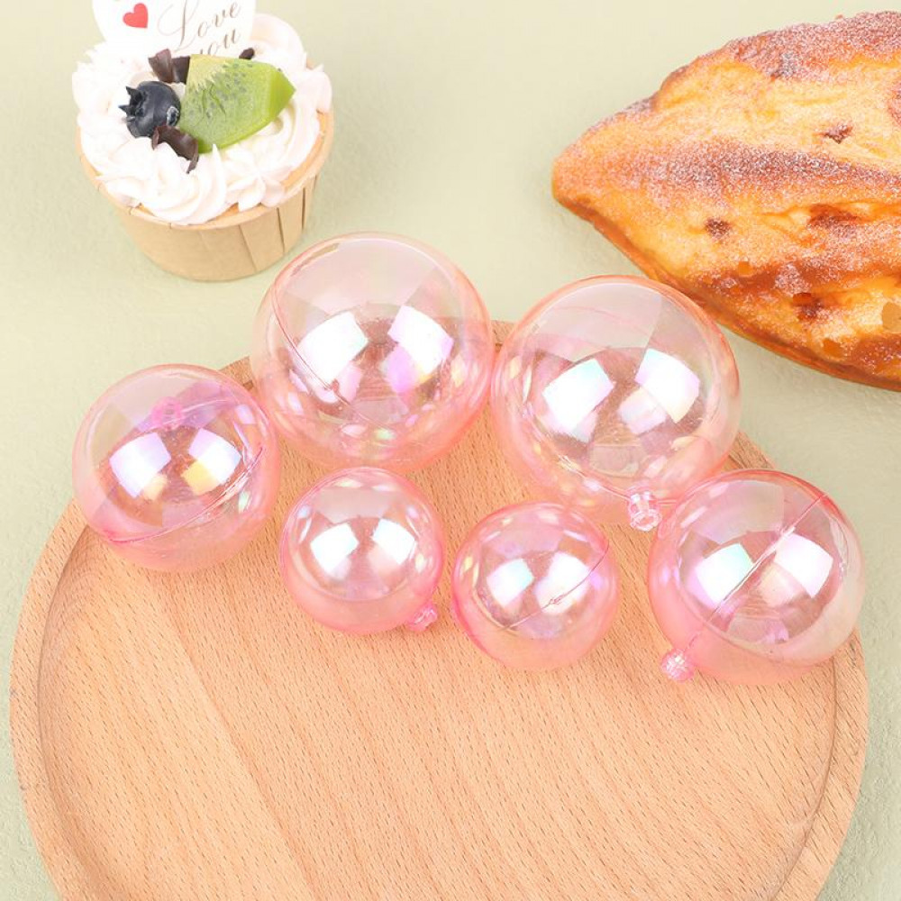 Transparent Pink Balls for Cake Decoration (12 Pcs)